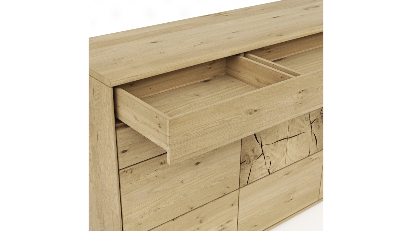 Sideboard Amora aus massiver Wildeiche, bianco geölt von Global Comfort ...